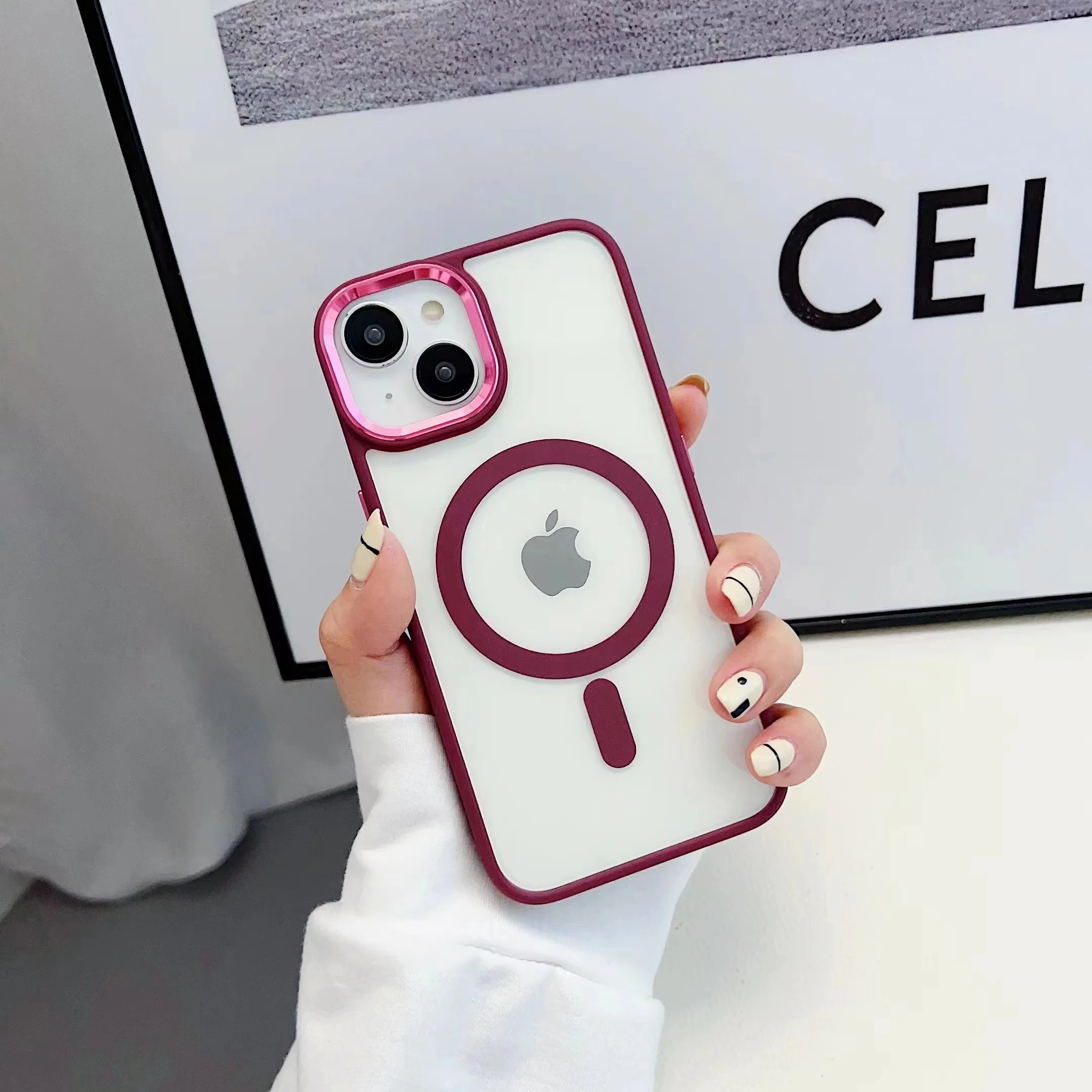 3 Color Magnetic Clear Phone Cover Wireless Charging Transparent ...