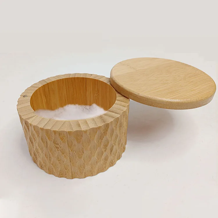 Bamboo Salt Cellar Kitchen Salt Box With Swivel Magnetic Closure Lid ...