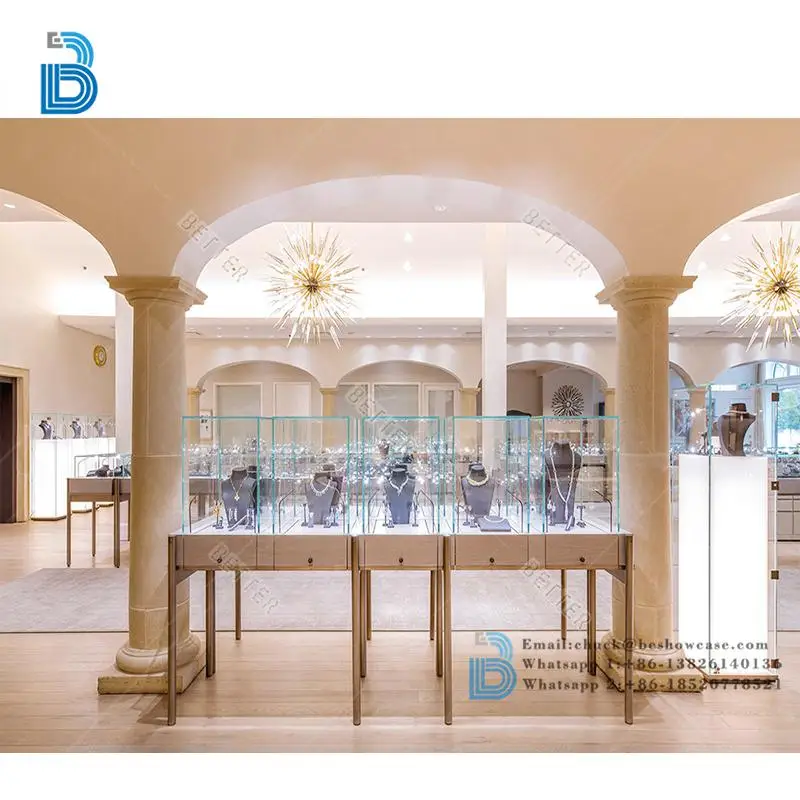 Modern Luxury Jewelry Display Rack Cabinet With Led Light Glass ...