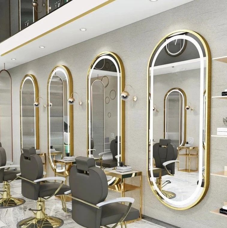 Barber Shop Mirror Wall Mounted Simple Led Hair Salon Mirror With Light ...