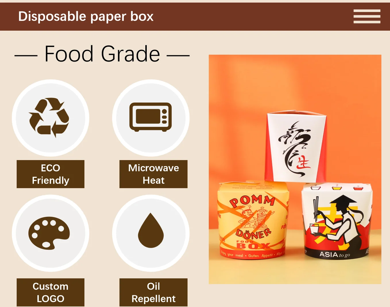 Take Out Microwavable Square Pagoda Chinese / Asian Paper Noodle Box ...