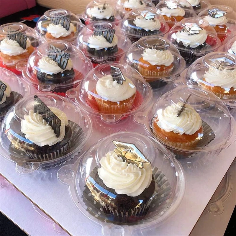 Custom Round Clamshell Stackable Deep Dome Cupcake Carrier Plastic ...
