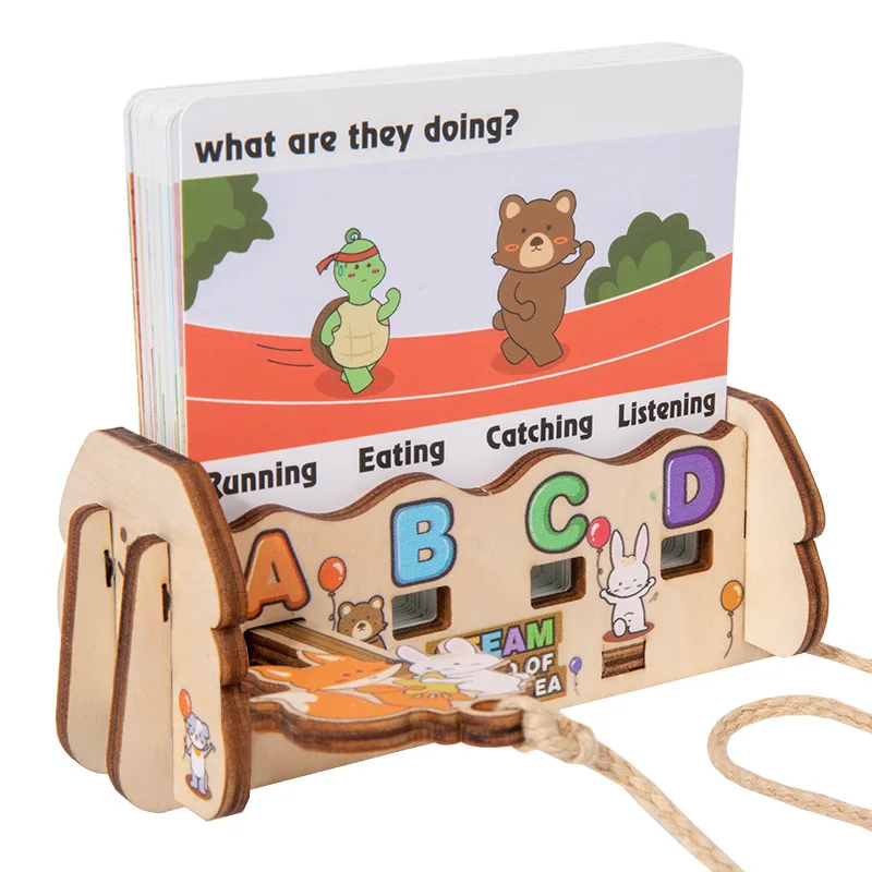 Wooden Cartoon Word Decryption Card Matching Toys Kids Montessori Toys ...
