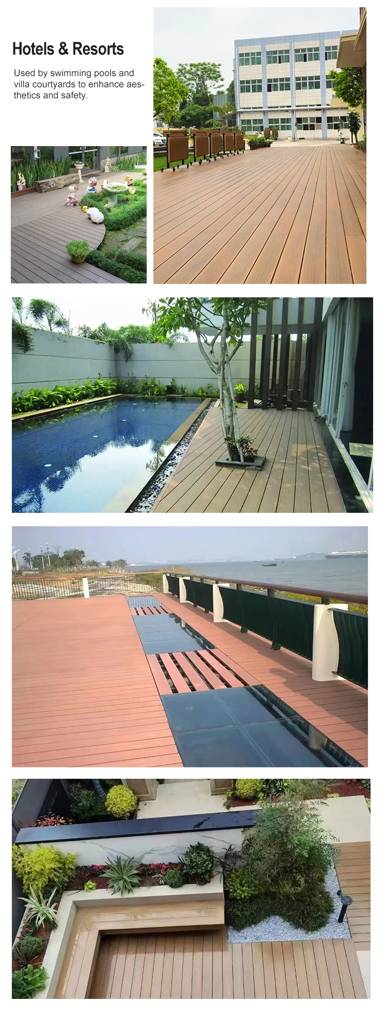 Outdoor Teak Ipe Oak Wood-Like Texture WPC Decking Tiles Wood Plastic ...