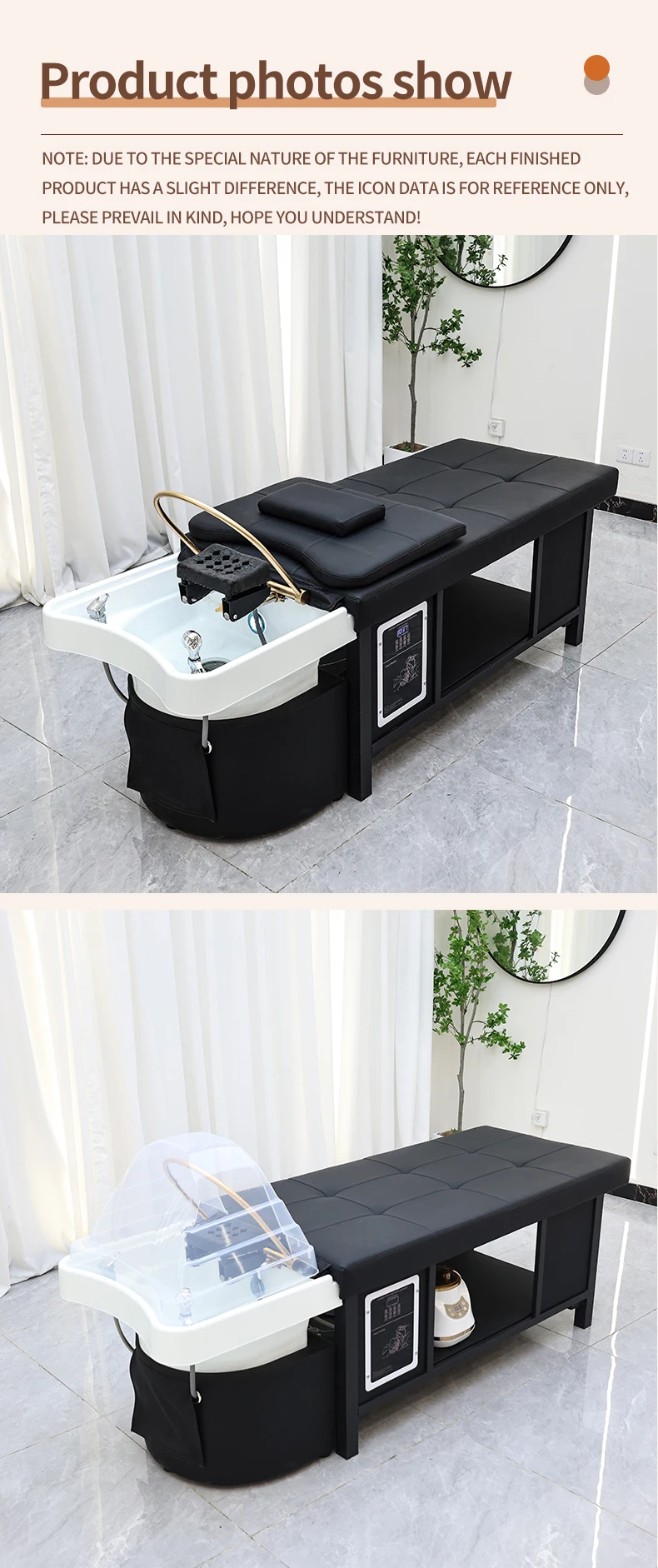 Modern Japanese Head Spa Waterfall Hair Washing Bed Salon