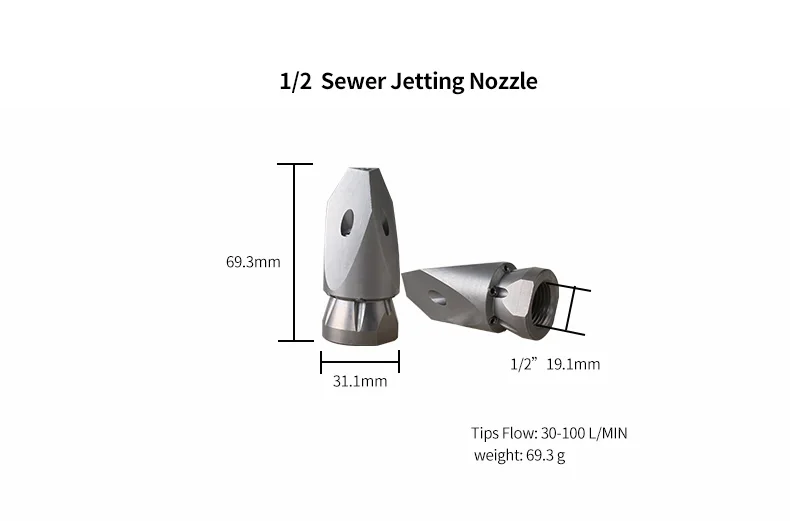 Stainless Steel Sewer Jetter Nozzle for Pressure Washers - 30-100L/Min ...