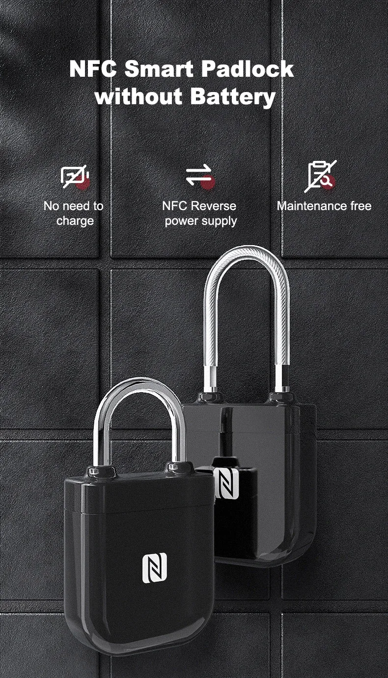 Hot Sale Nfc Reverse Power Supply Smart Padlock Keyless Card Security ...
