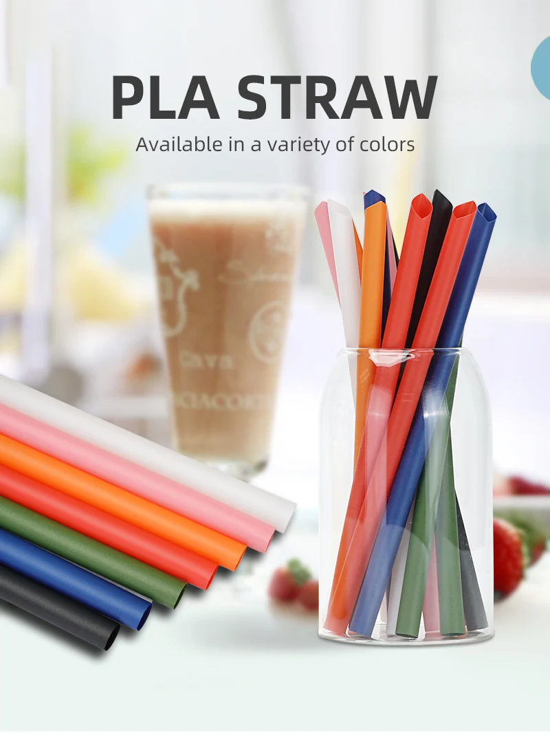 Polylactic Acid Material Colorful Bubble Tea Straight Straw Degradable