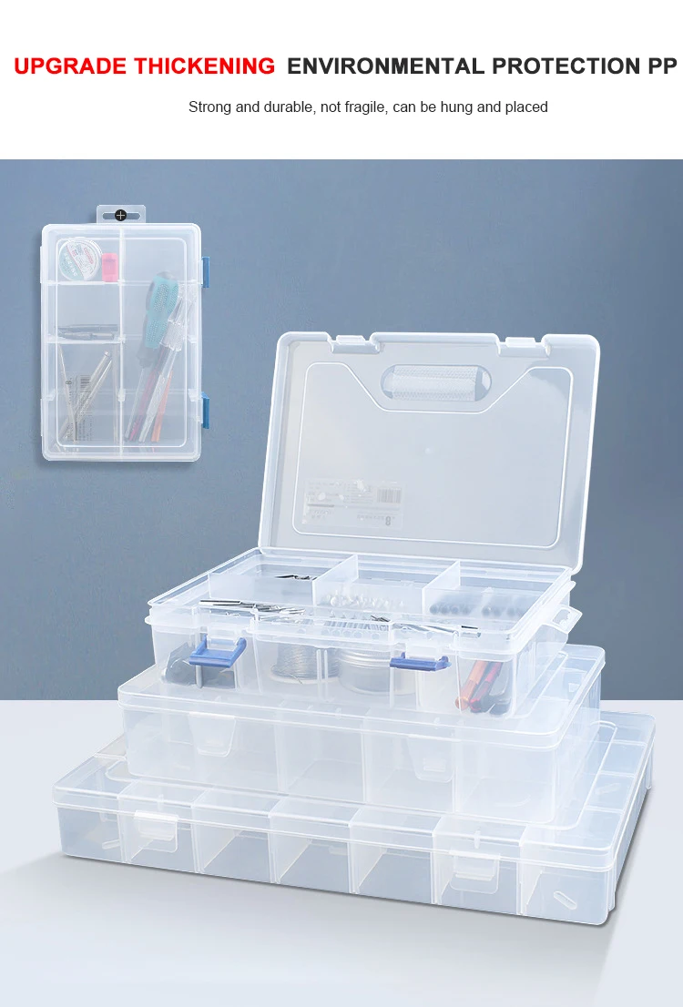 18 Grid Compartments Transparent Plastic Storage Box