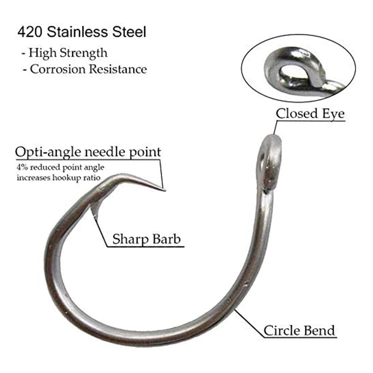 Fishing Tuna Circle Hooks - Extra Strong Stainless Steel Big Game ...