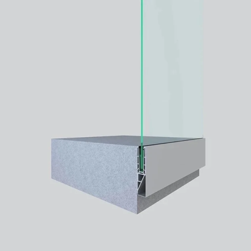 Exterior Glass Handrail Fascia Mount Aluminum U Base