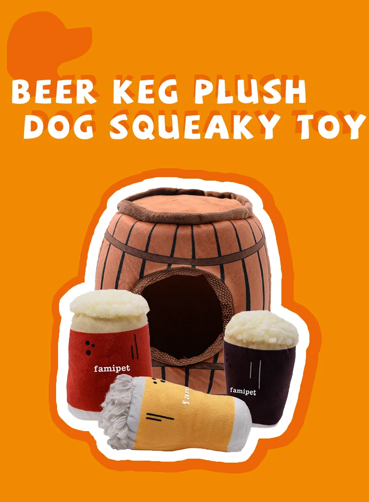 Famipet Wholesale Beer Keg Design Funny Hundespielzeug Soft Stuffed ...