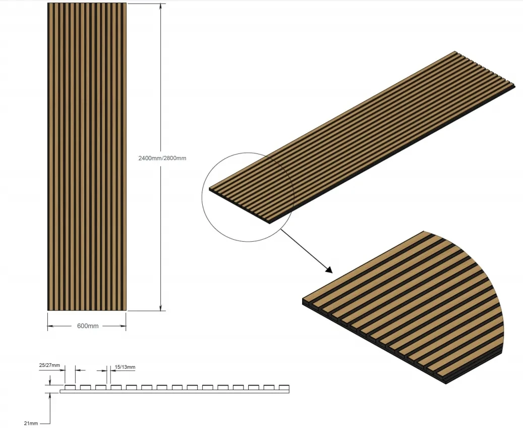 Akupanel Modern Interior Wood Acoustic Slat Panel Sound Proof Wall ...