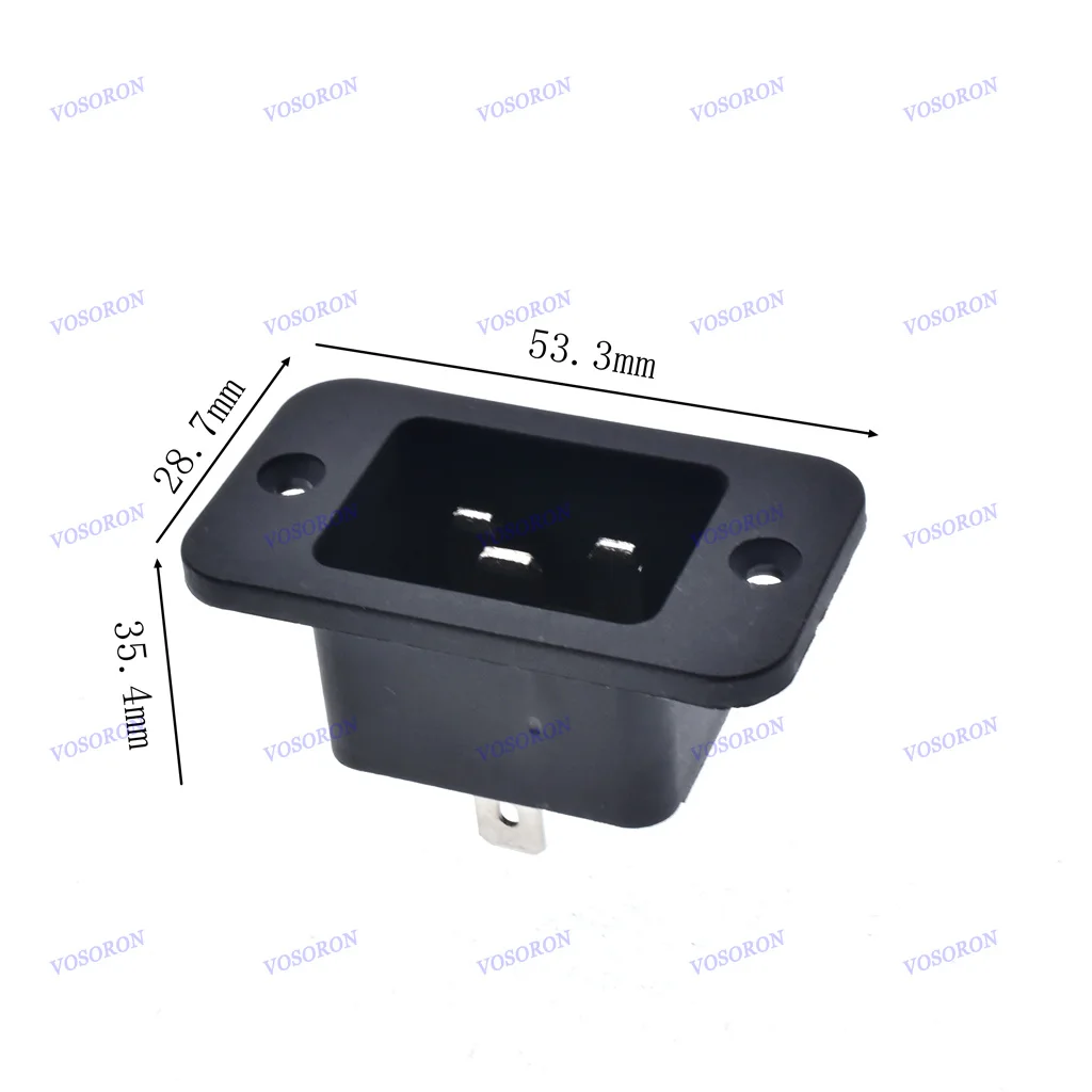Black 16A 250V IEC-C19/C20 Universal Panel Mount Adaptor Plug Connector ...