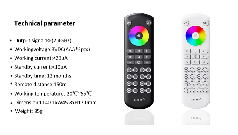 2023 New Design 8 Zone RGB RGBW RGBCCT 2.4G RF Handheld Remote ...