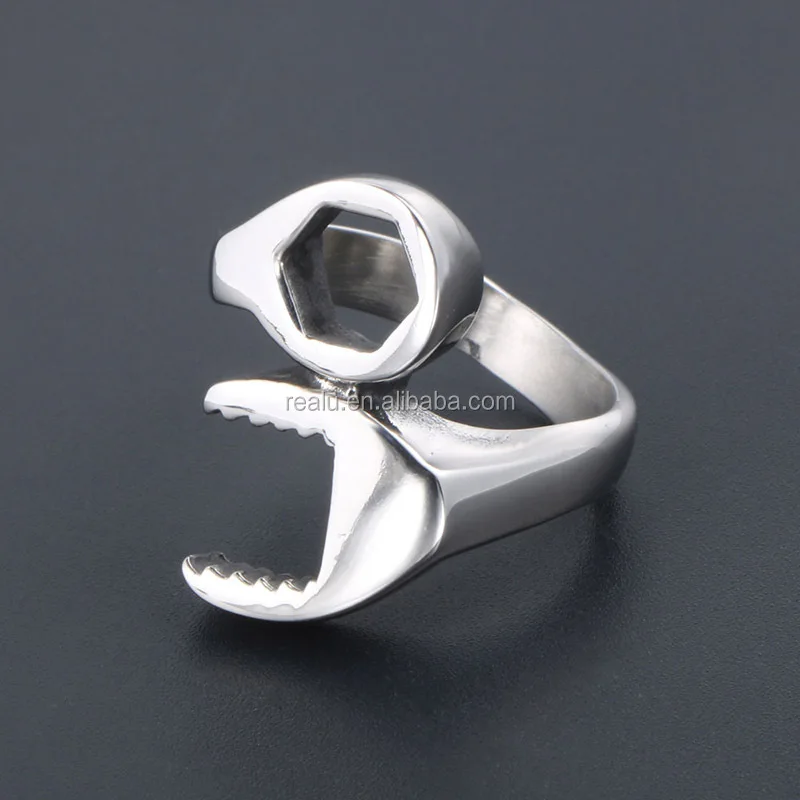 Real U Fashion Jewelry Rings Custom Made Men's Stainless Steel Gear ...