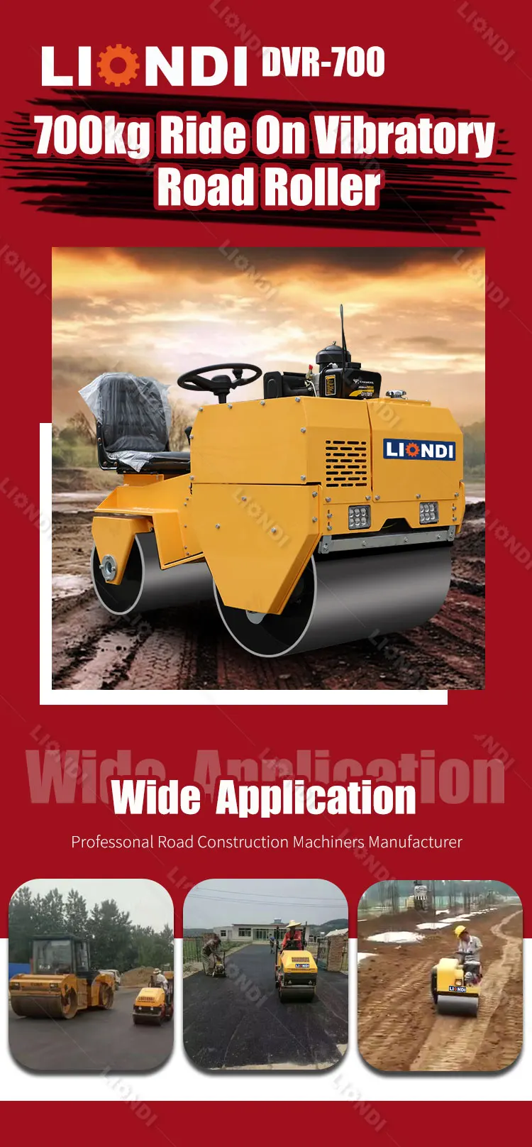 Drive 0.7 Ton Vibratory Roller Mini Roller - Buy Vibratory Soil ...