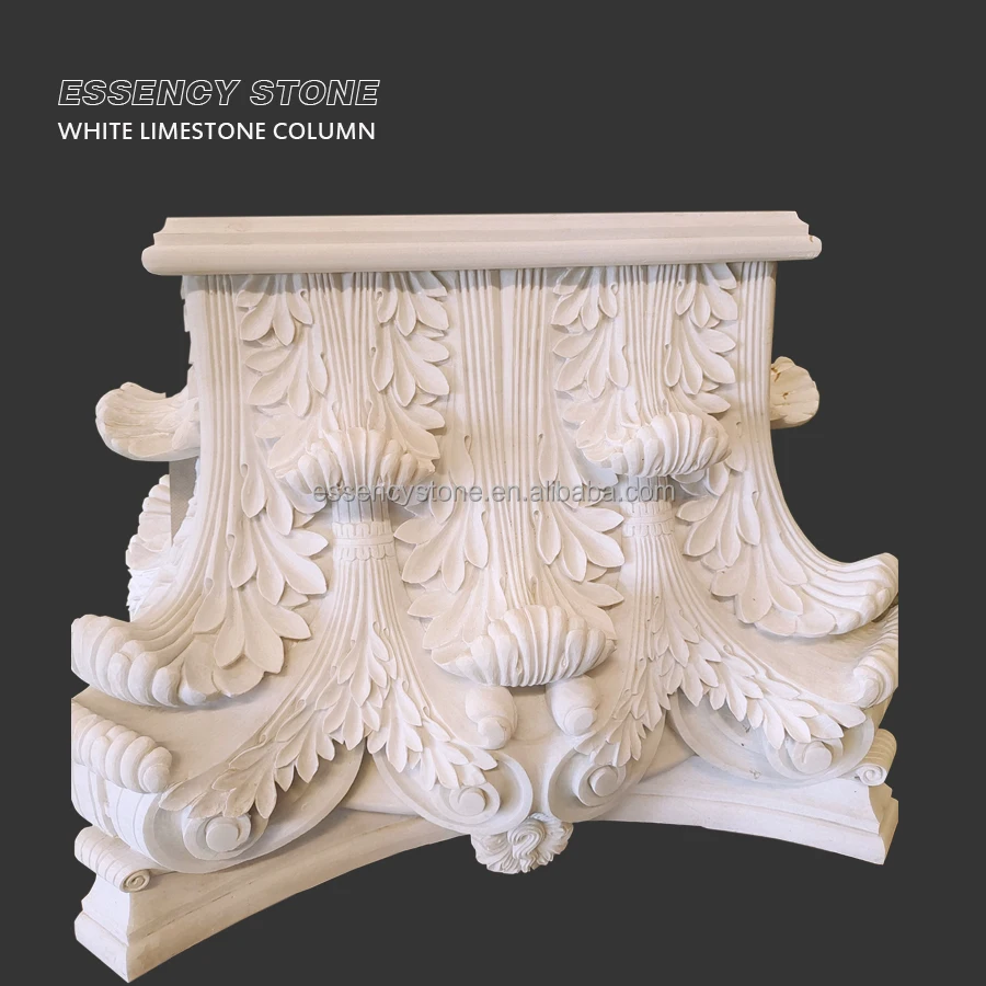 White Limestone Capital - Antique Corinthian Pilaster