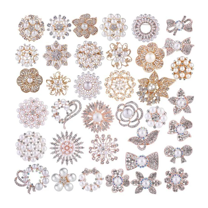 Wholesale Hot Selling Crystal Rhinestones Flower Brooch Pin Set,For Diy ...
