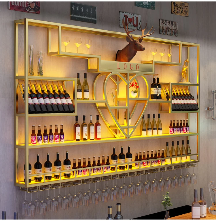 Customized Industrial Led Lights Pub Wall Mount Bar Shelf Display Wine ...