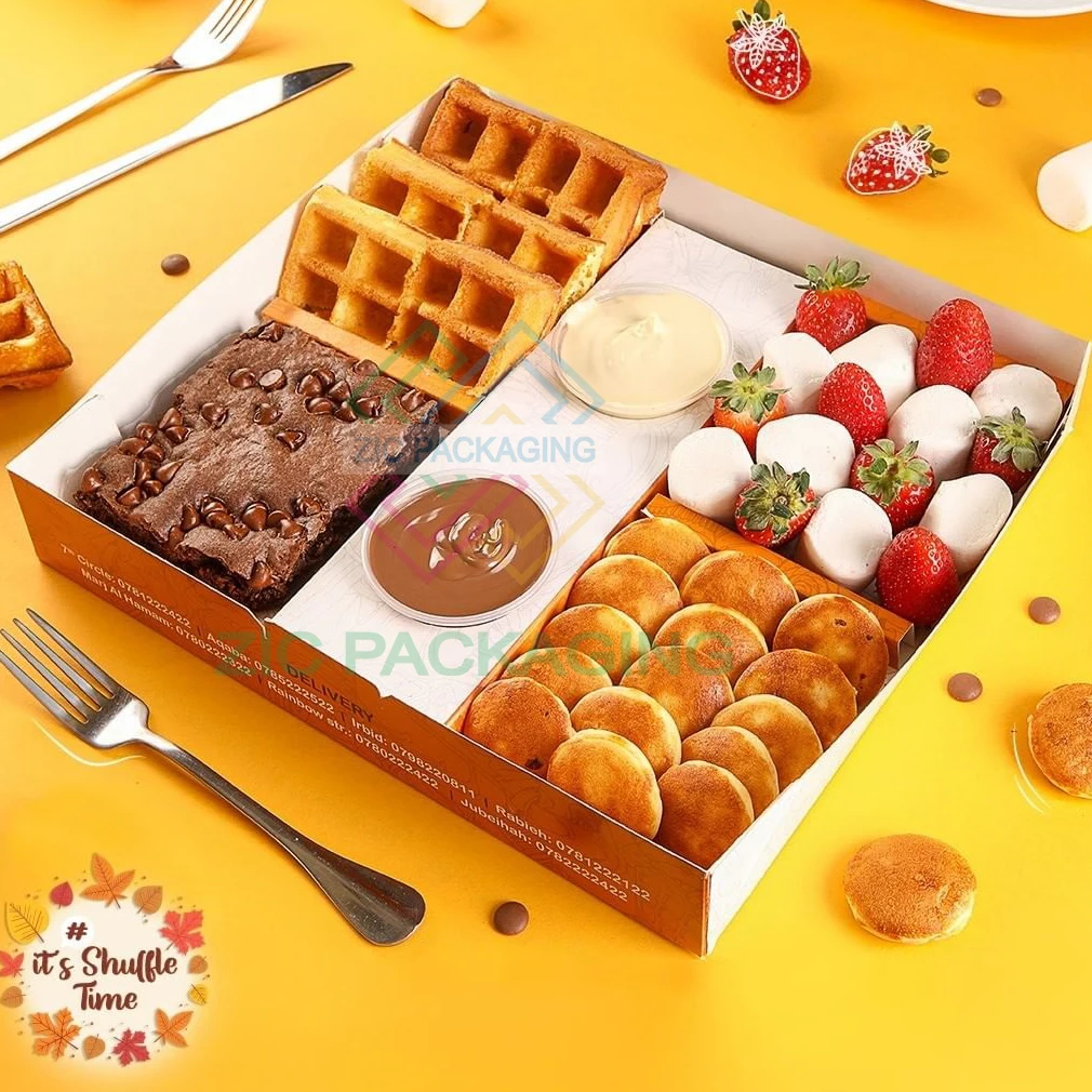 Custom Recycle Takeaway Waffle Food Box Paper Disposable Food Packaging ...