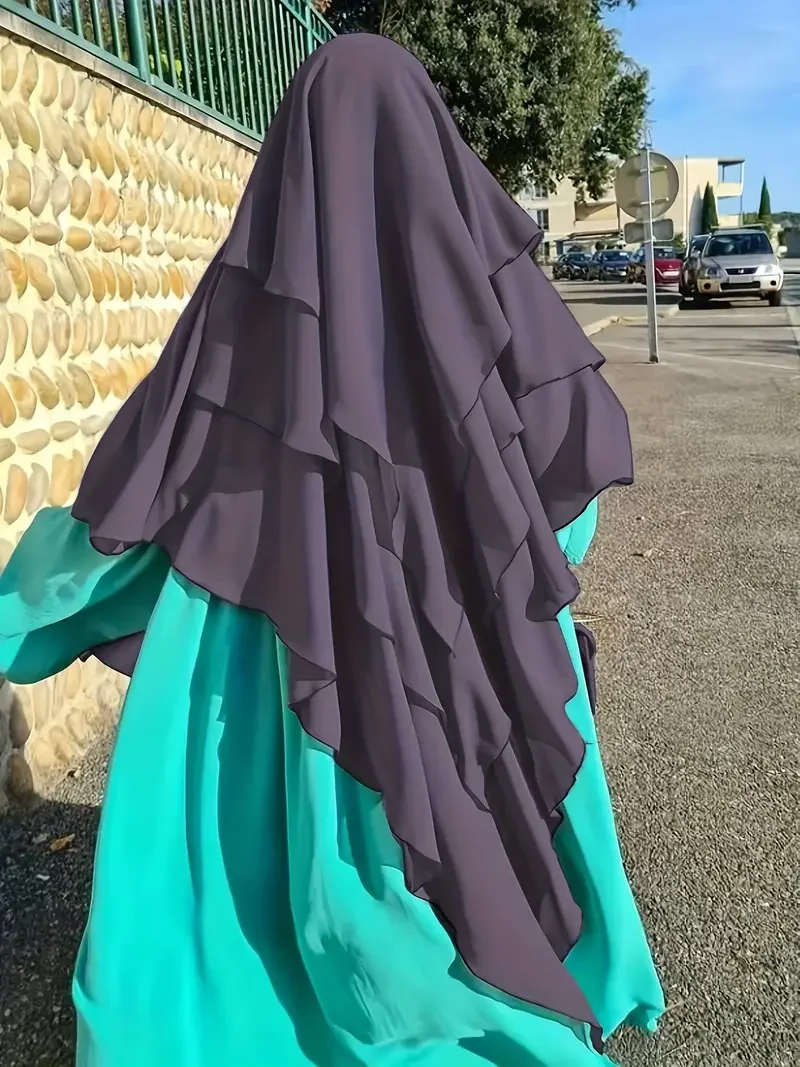 Modest Islamic Solid Three Layer Bonnet Hijabs Eid Ramadan Muslim Women Prayer Scarf Hijab ...