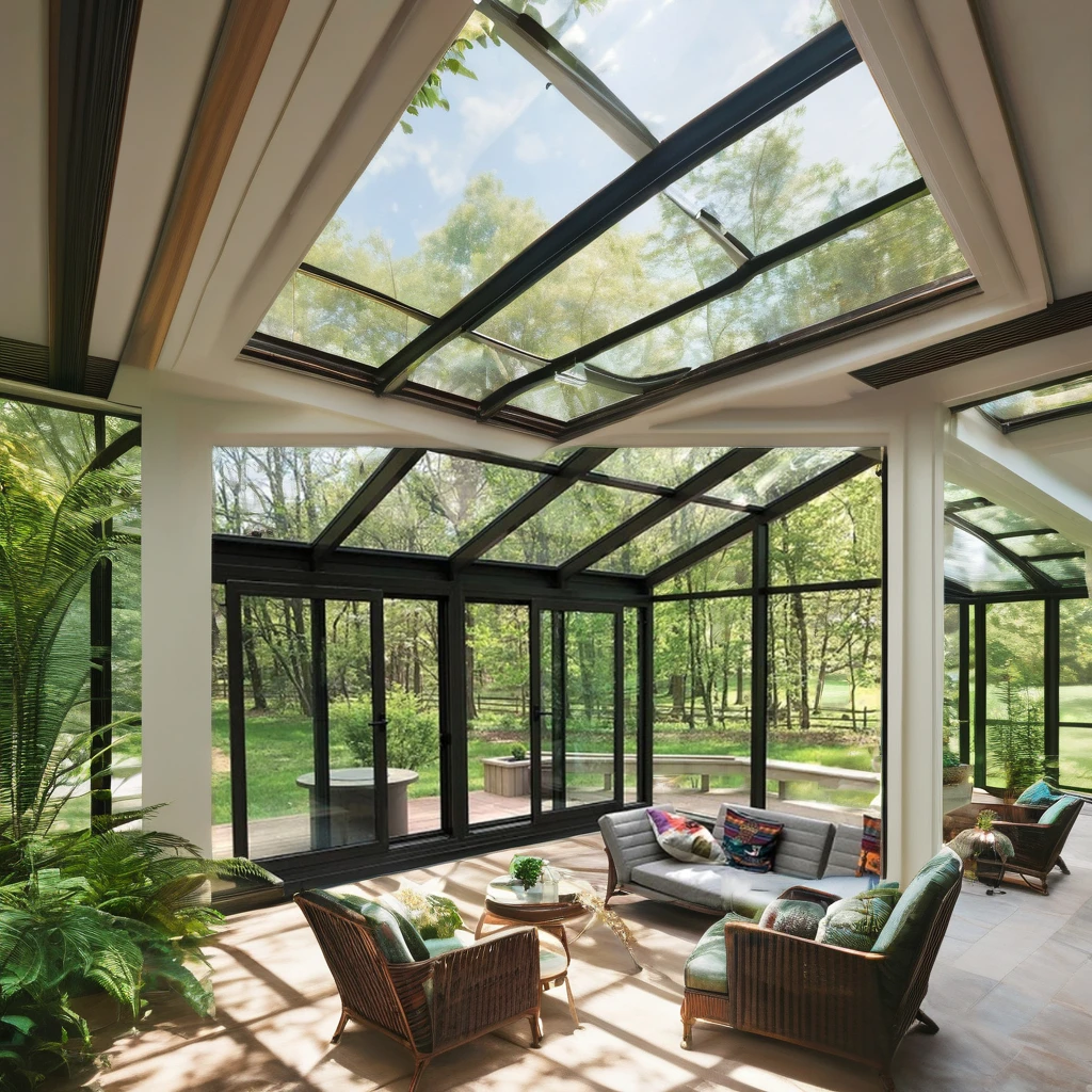 Custom Modern Design Glass Aluminum Sunroom with Flat Roof