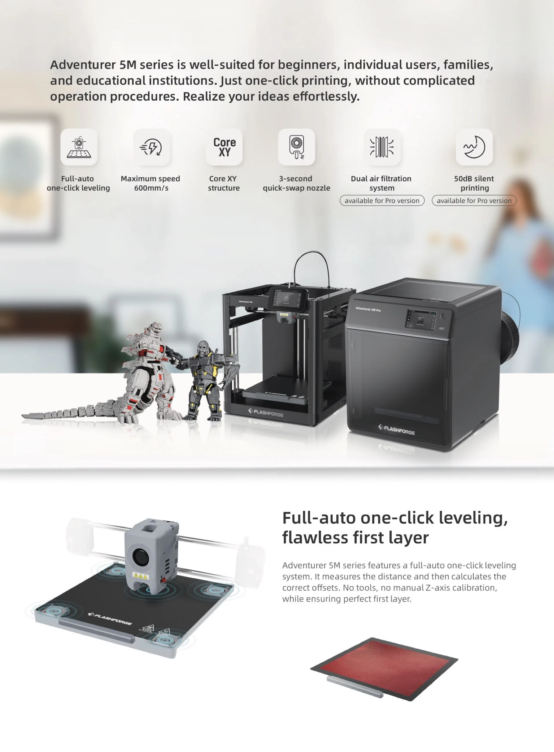 Flashforge Adventurer 5M Pro 3D Printer - Precision & Speed