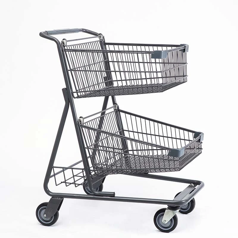 Market Metal Two Tier Shopping Trolley Cart With Basket Holder - Buy ...