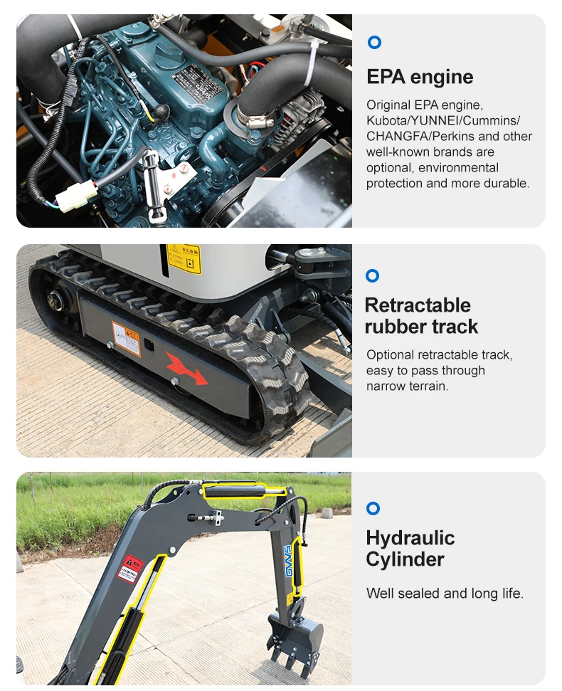 Small Micro Crawler Bagger Digger Excavators Machine Kubota Epa Engine ...