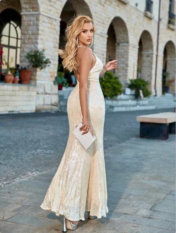 D&M Custom Designer Women's Clothing Ladies Elegant Sequin Ball Evening ...