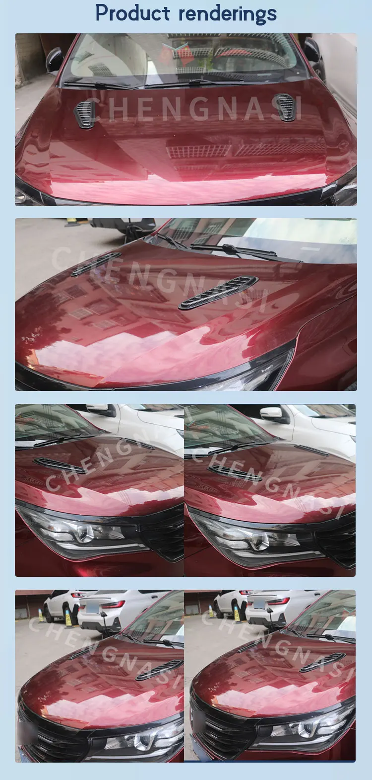 Car air Intake Fender Vent Body Trim Hood Panels Modified Sticker ...