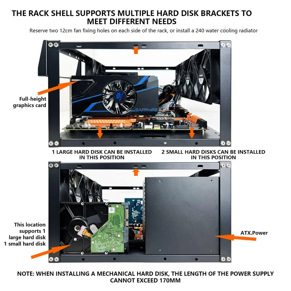 Diy Computer Motherboard Case Rack Aluminum Frame Chassis Cooling Rack ...