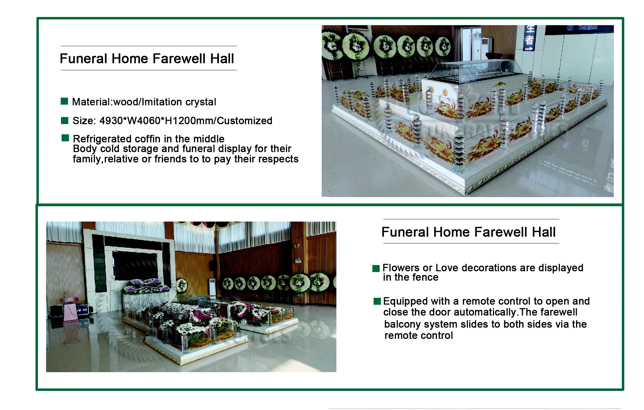Farewell Hall Balcony System Crystal Funeral Home Supplies Mortuary ...