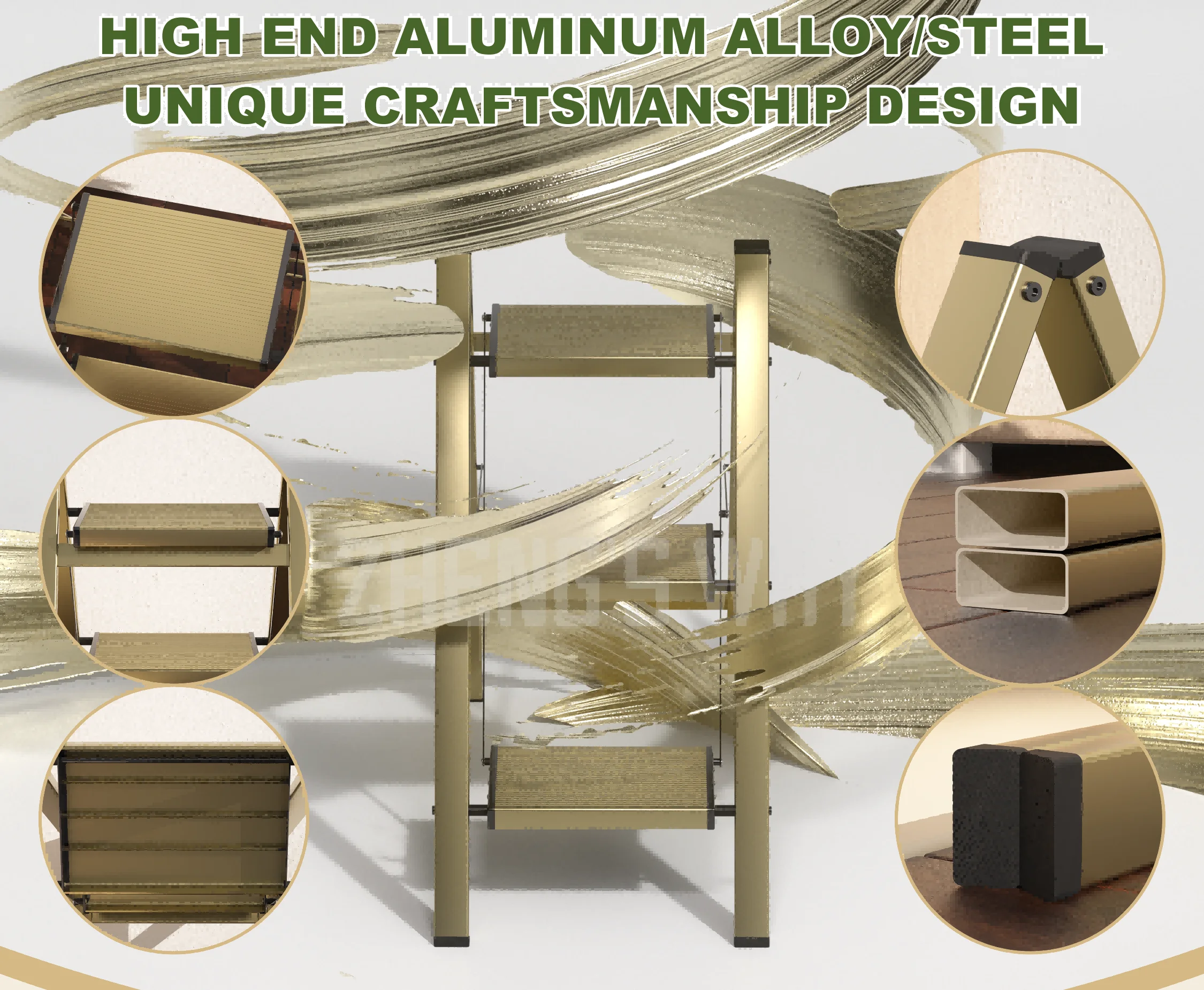 Folding Ladder - 3 Steps Metal House Mini Ladders Aluminum