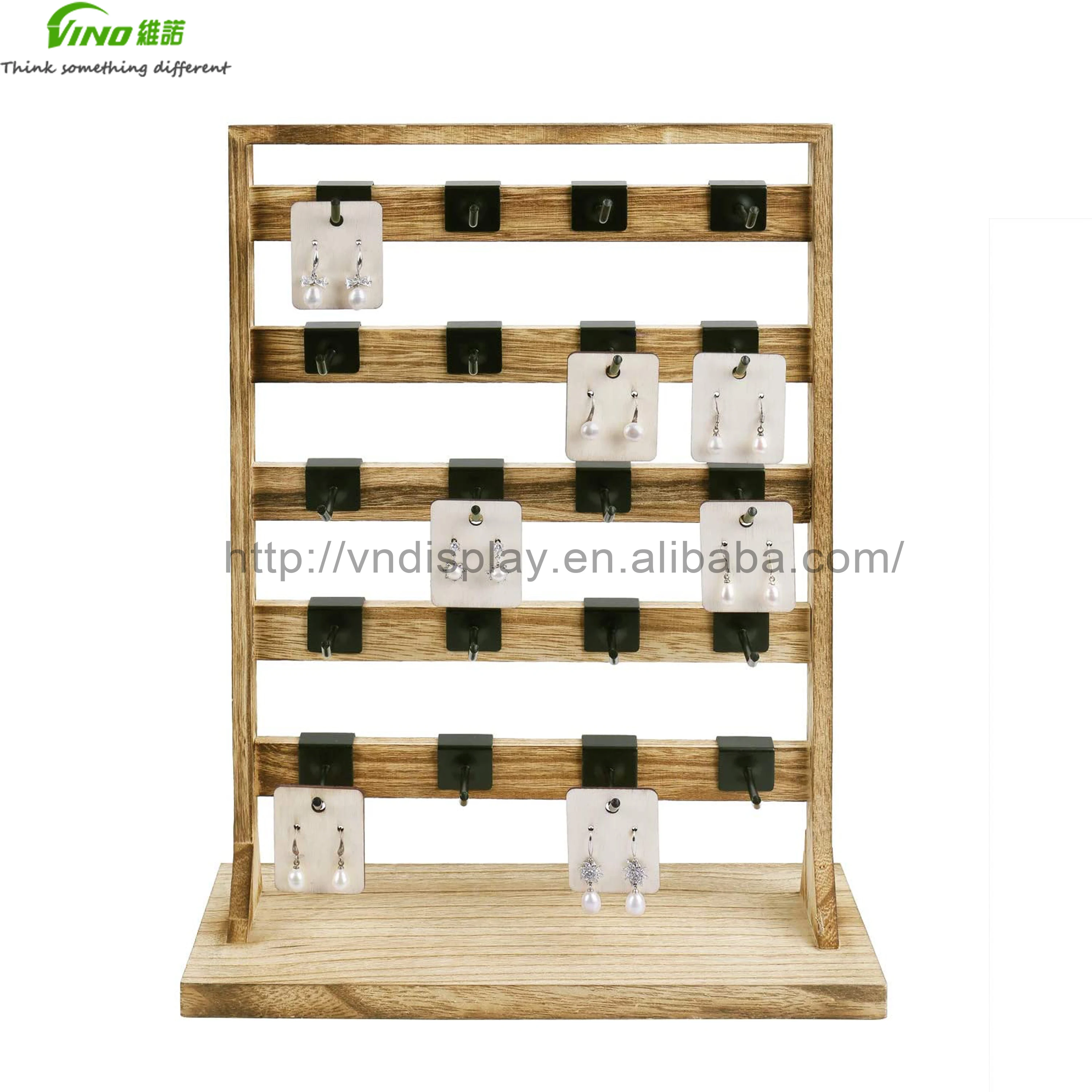 Wooden Jewelry Display Stand with 20 Hooks - Organize & Showcase