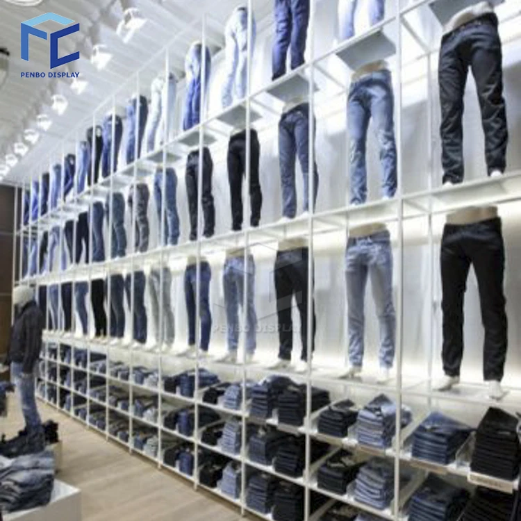 Penbo Modern Showroom Wooden Gondola Retail Shop Fixture