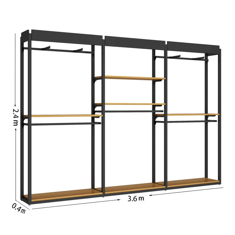 Shopping Center Clothing Store Display Racks Black Clothing Rack ...