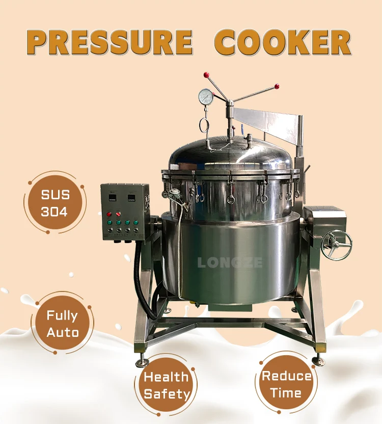200-800 Liter Industrial Pressure Cooker Electric Heated Commercial ...