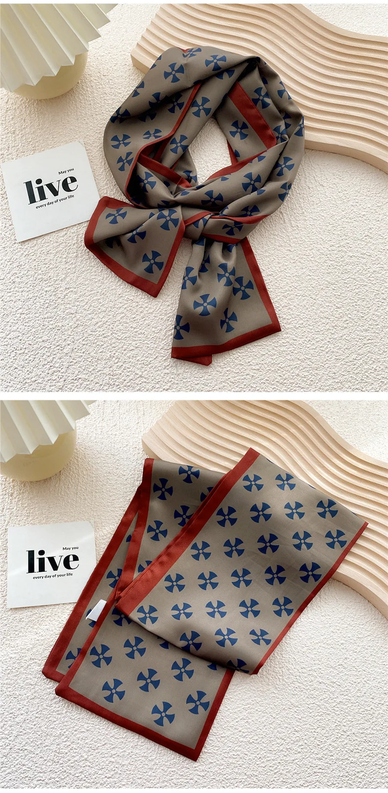 Hb0616 Fashion Long Scarf Women Narrow Neckerchief Tie Package Belt ...