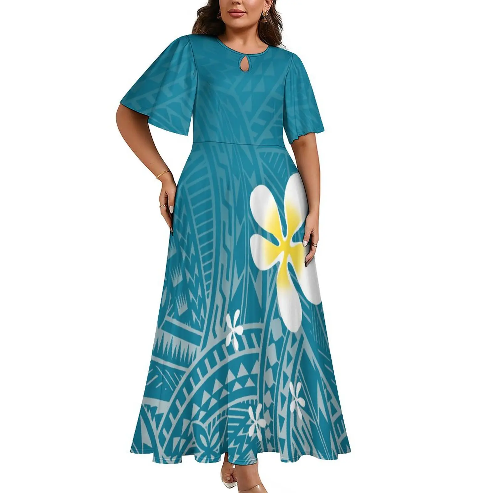 Promotional Polynesian Elei Tribal Design Custom Women's Dress Flared ...