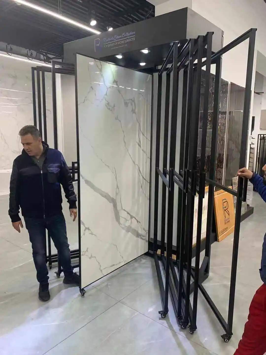 Metal Counter Top Granite Sample Tower Tile Quartz Showroom Storage ...