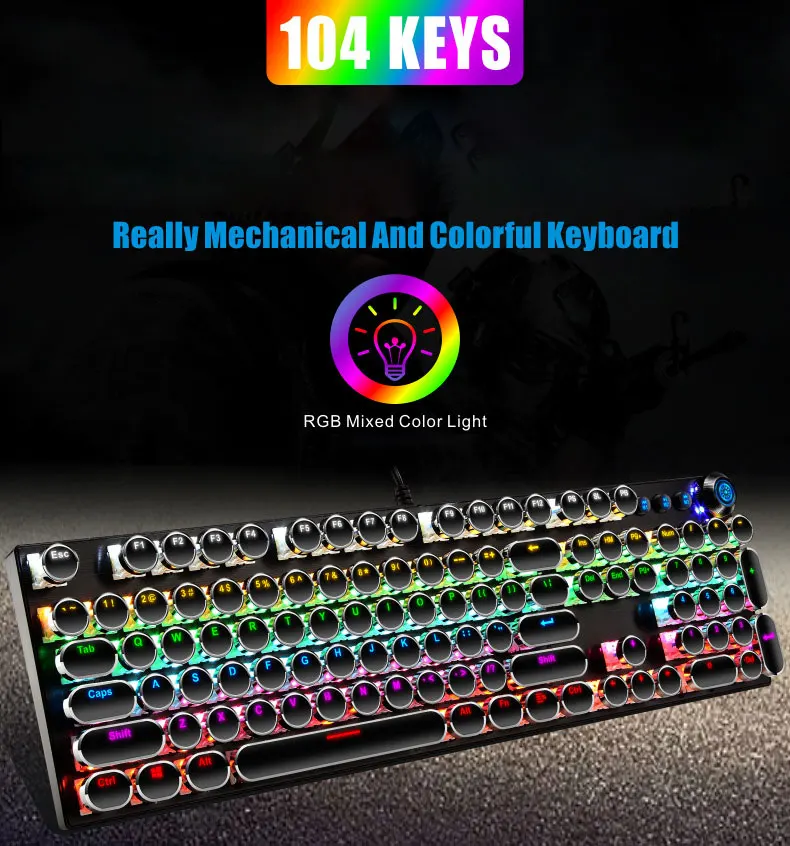 104 Keys RGB Mechanical Keyboard Computer Gaming Keyboard for Desktop ...