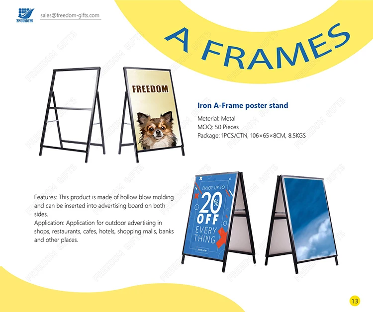 Outdoor Display Sidewalk A Frame Sign Poster Stand Portable Advertising ...