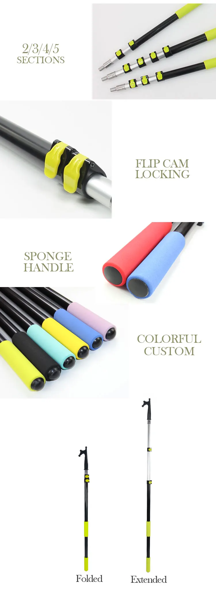 Xinxing Telescoping Boat Hook Pole Extendable Handle Plastic Attachment ...