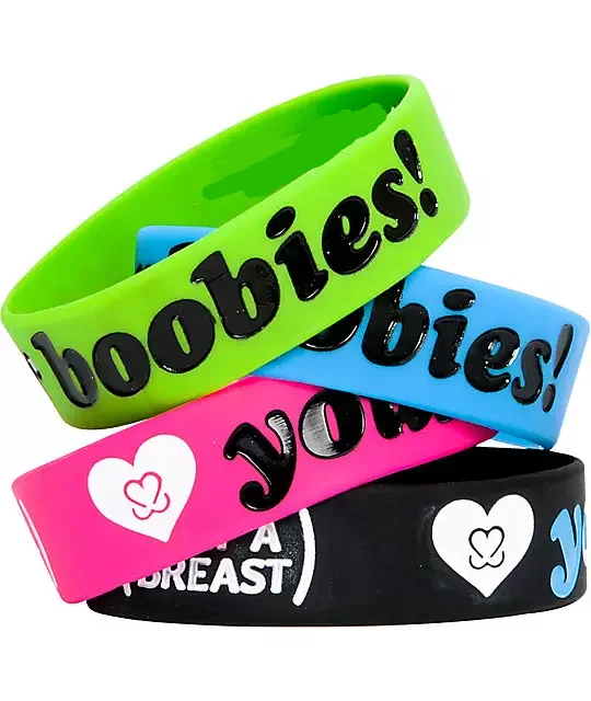 I Love Boobies Bracelet Wristband 202mm 8 Length Colorful Rubber Silicone armband baller Alibaba