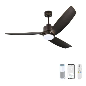 56 Inch 3 Blades Tuya Alexa Google Control Ceiling Fan With Light And ...