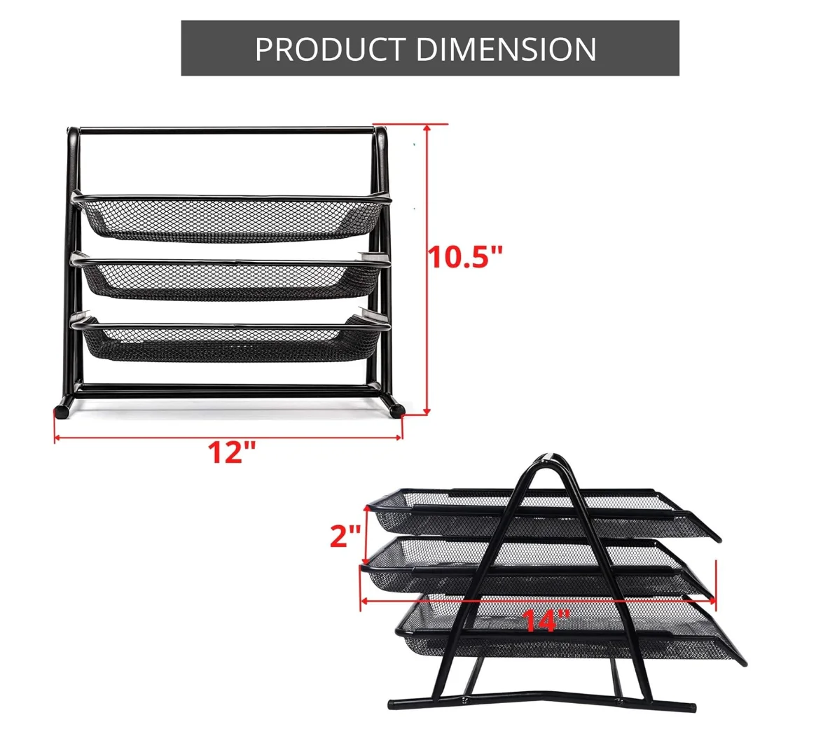 Metal Letter Tray Desk Organizer 3-Tier Mesh Office Paper Holder - Desk ...