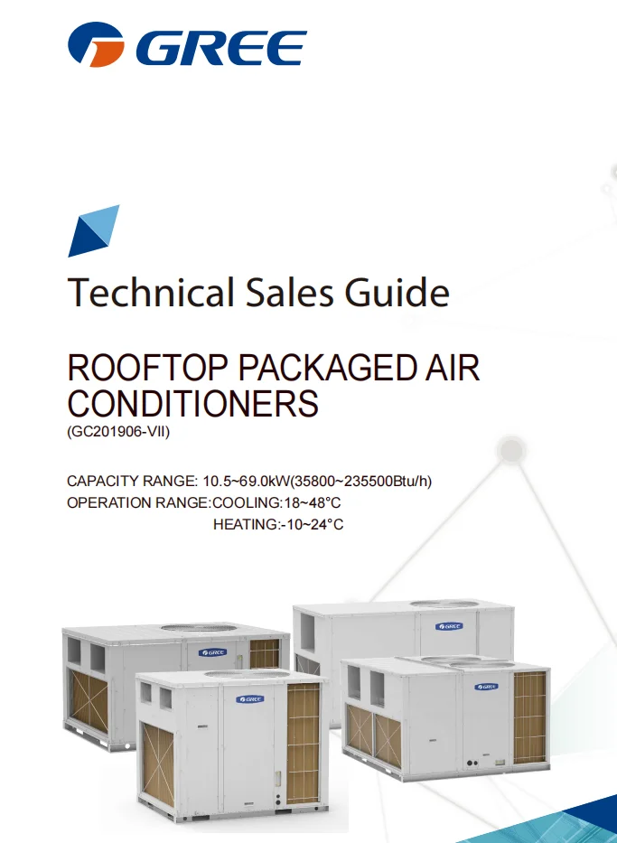 Gree Cooling Only 50hz R410A Inverter Type 10ton 15ton 20ton Rooftop ...