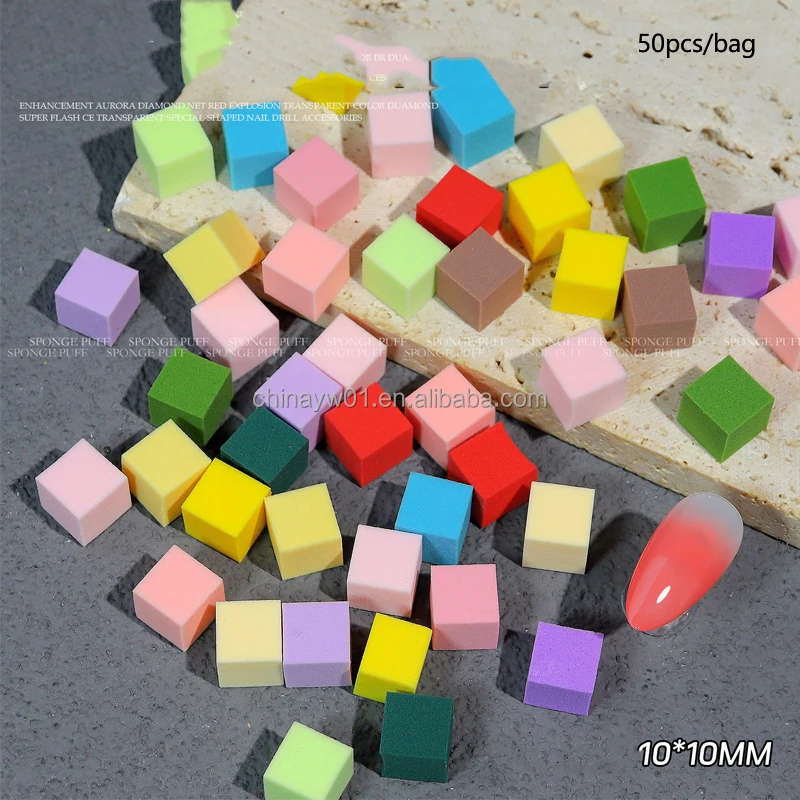 1cm Mini Color Nail Sponge Bean Curd Block Patting Gel Sponge Square ...